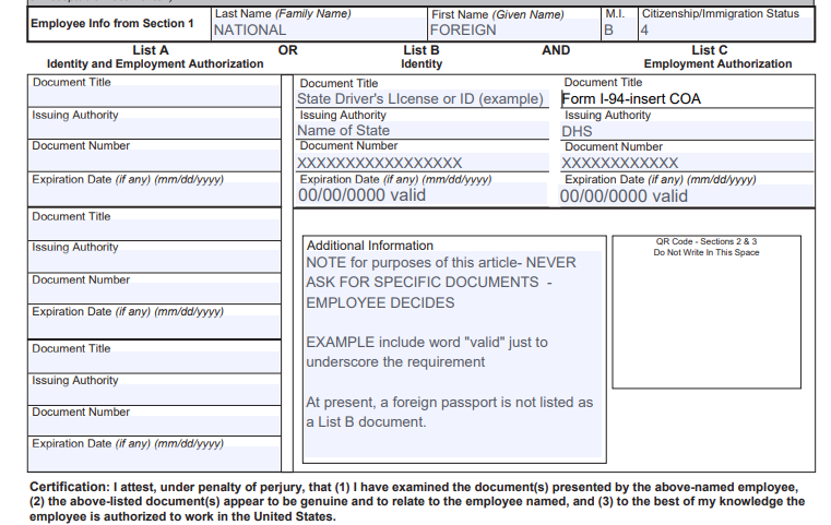 Form I-9 Alert - USCIS Designates I-94s with New Admission Codes For E ...